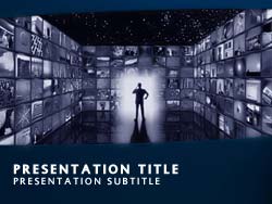 Royalty Free Choose a TV Channel PowerPoint Template in Blue