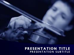 Royalty Free Orchestra Violinist PowerPoint Template in Blue