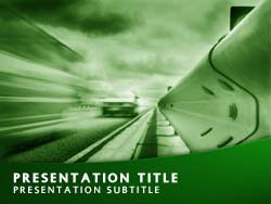 Royalty Free Car Driving on Highway PowerPoint Template in Green
