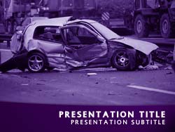 Royalty Free Car Crash Traffic Accident PowerPoint Template in Purple