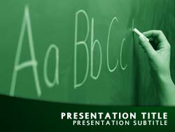 Royalty Free Teacher Writing Alphabet PowerPoint Template in Green