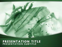 Royalty Free Gourmet Fish Dish PowerPoint Template in Green