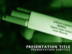 Royalty Free Smoking Cigarettes PowerPoint Template in Green