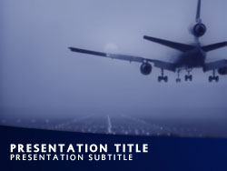 Royalty Free Commercial Airline Plane PowerPoint Template in Blue