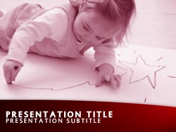 Royalty Free Young Child Drawing PowerPoint Template in Red