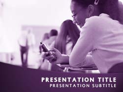 Royalty Free Phone Distraction in Class PowerPoint Template in Purple