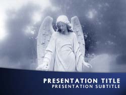 Royalty Free Angel PowerPoint Template in Blue