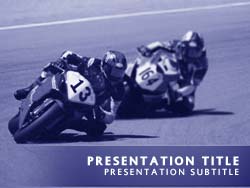 Royalty Free Motorcycle Race PowerPoint Template in Blue