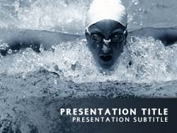 Royalty Free Swimming PowerPoint Template in Blue
