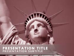Royalty Free Statue of Liberty PowerPoint Template in Red