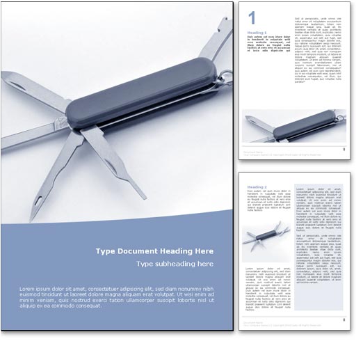 Royalty Free Swiss Army Knife Microsoft Word Template in Blue
