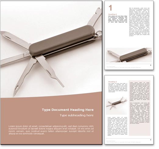 Royalty Free Swiss Army Knife Microsoft Word Template In Orange