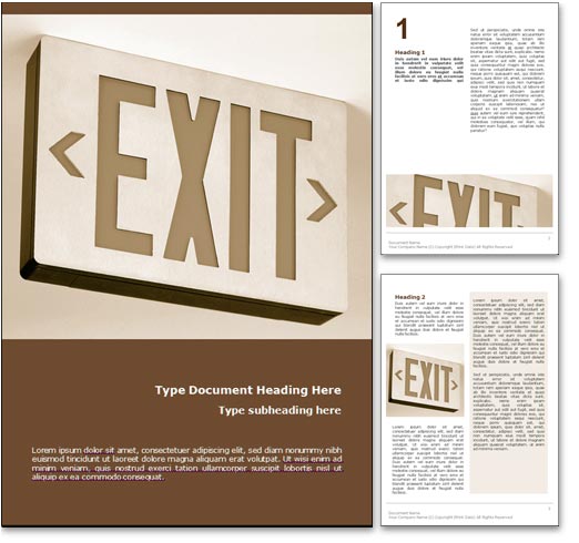 Royalty Free Exit Microsoft Word Template In Orange