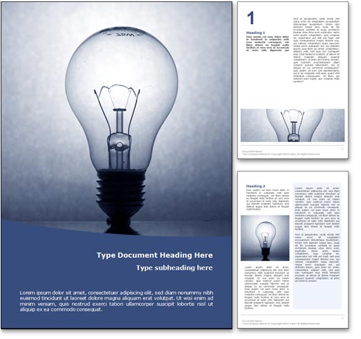 Royalty Free Light Bulb Microsoft Word Template In Blue