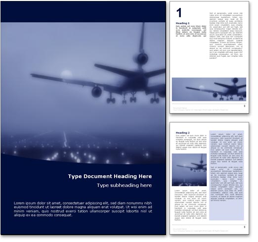 Royalty Free Commercial Airline Plane Microsoft Word Template In Blue