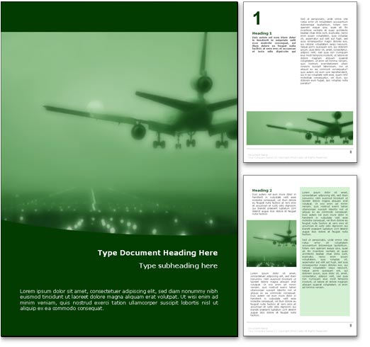 Royalty Free Commercial Airline Plane Microsoft Word Template In Green