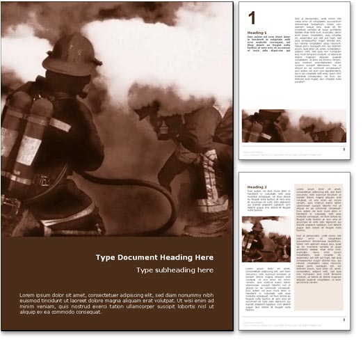 Royalty Free Firefighters Microsoft Word Template in Orange