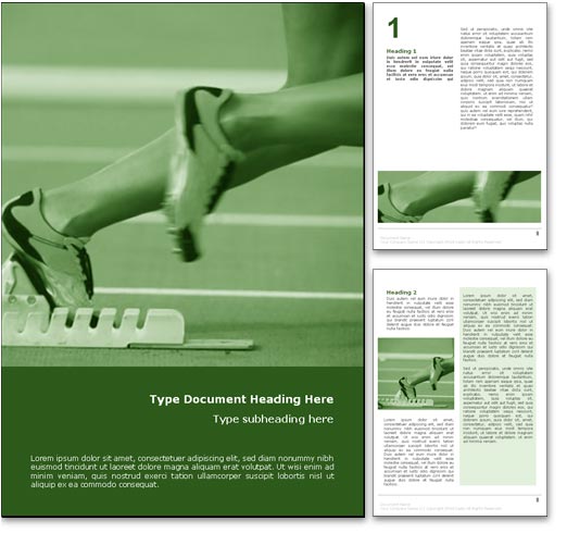 Royalty Free Track and Field Athletics Microsoft Word Template In Green