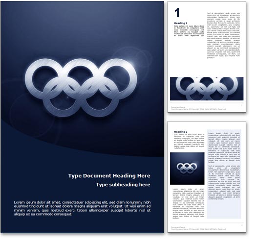 Royalty Free Olympics Microsoft Word Template In Blue