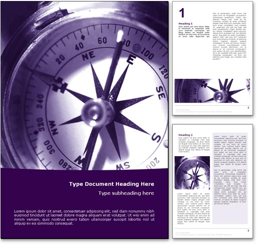 Royalty Free Compass Microsoft Word Template in Purple